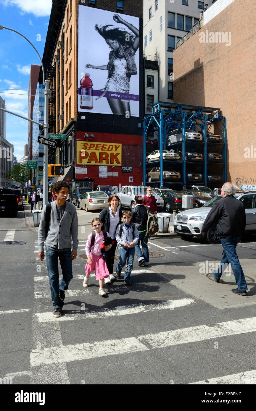 United States, New York City, Manhattan, storey car park on West ...