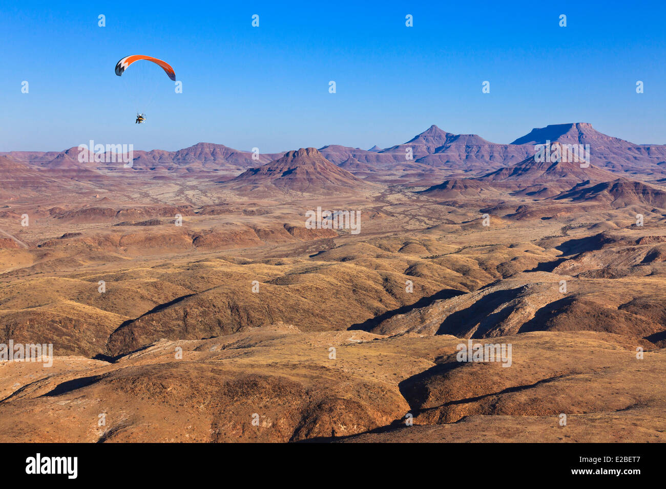 Namibia, Damaraland, Huab River Valley, paramotor (aerial view Stock ...