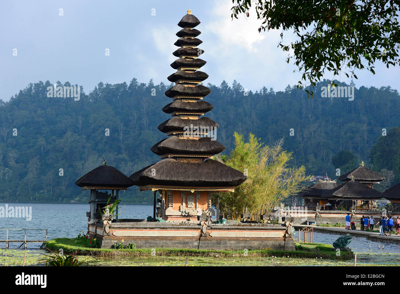 Indonesia, Bali, Bedugul, temple Pura Ulun Danu Bratan at edge of lake ...