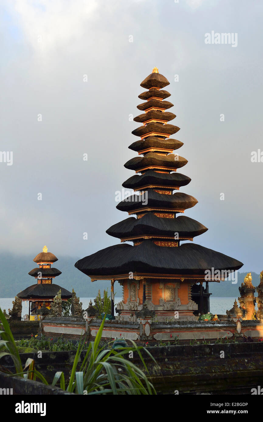 Indonesia, Bali, Bedugul, temple Pura Ulun Danu Bratan at edge of lake ...