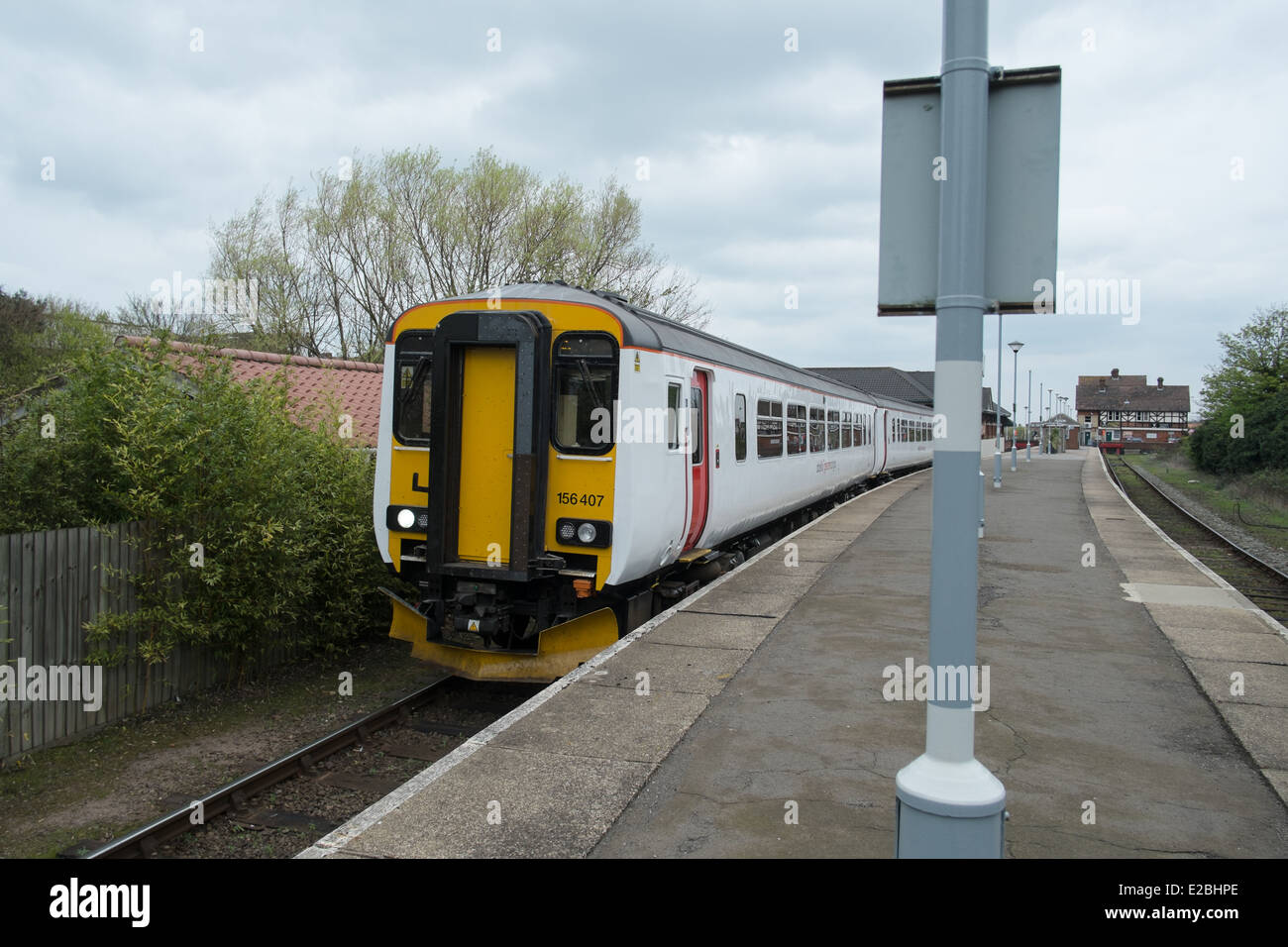 Class 156 train at Cromer Railway Station Stock Photo - Alamy