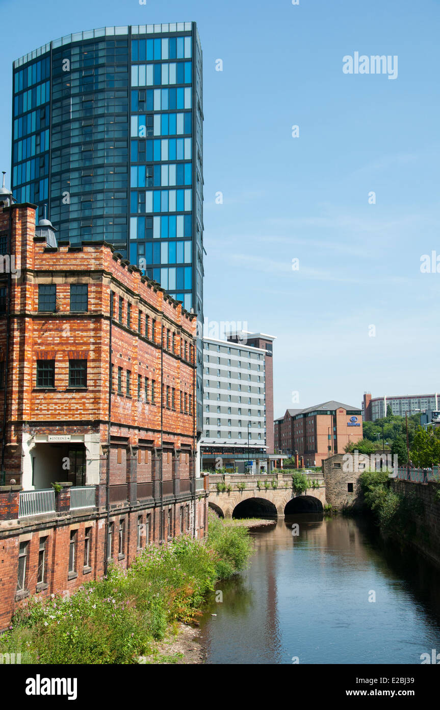 Old meets new by the River Don in Sheffield, South Yorkshire England UK ...