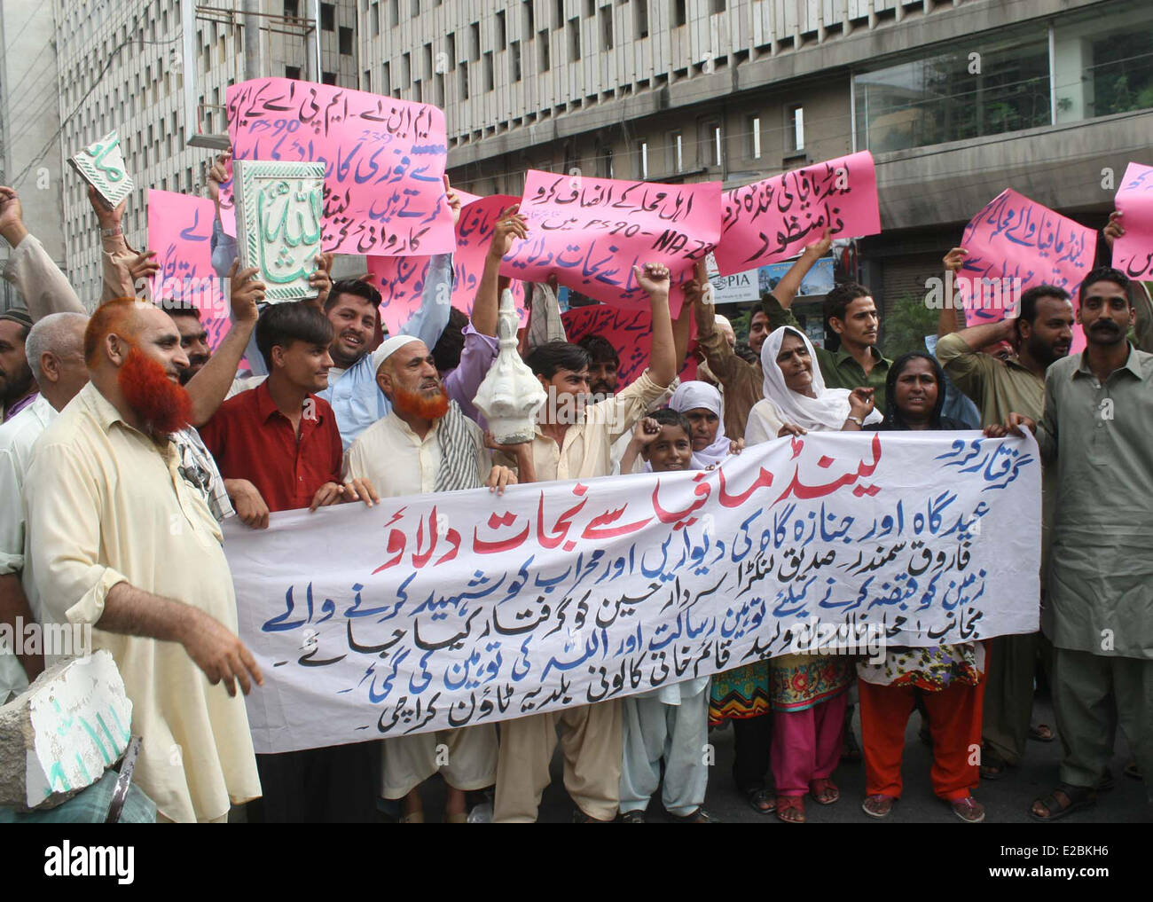 Residents of Baldia Colony are chanting slogans against land mafia who ...