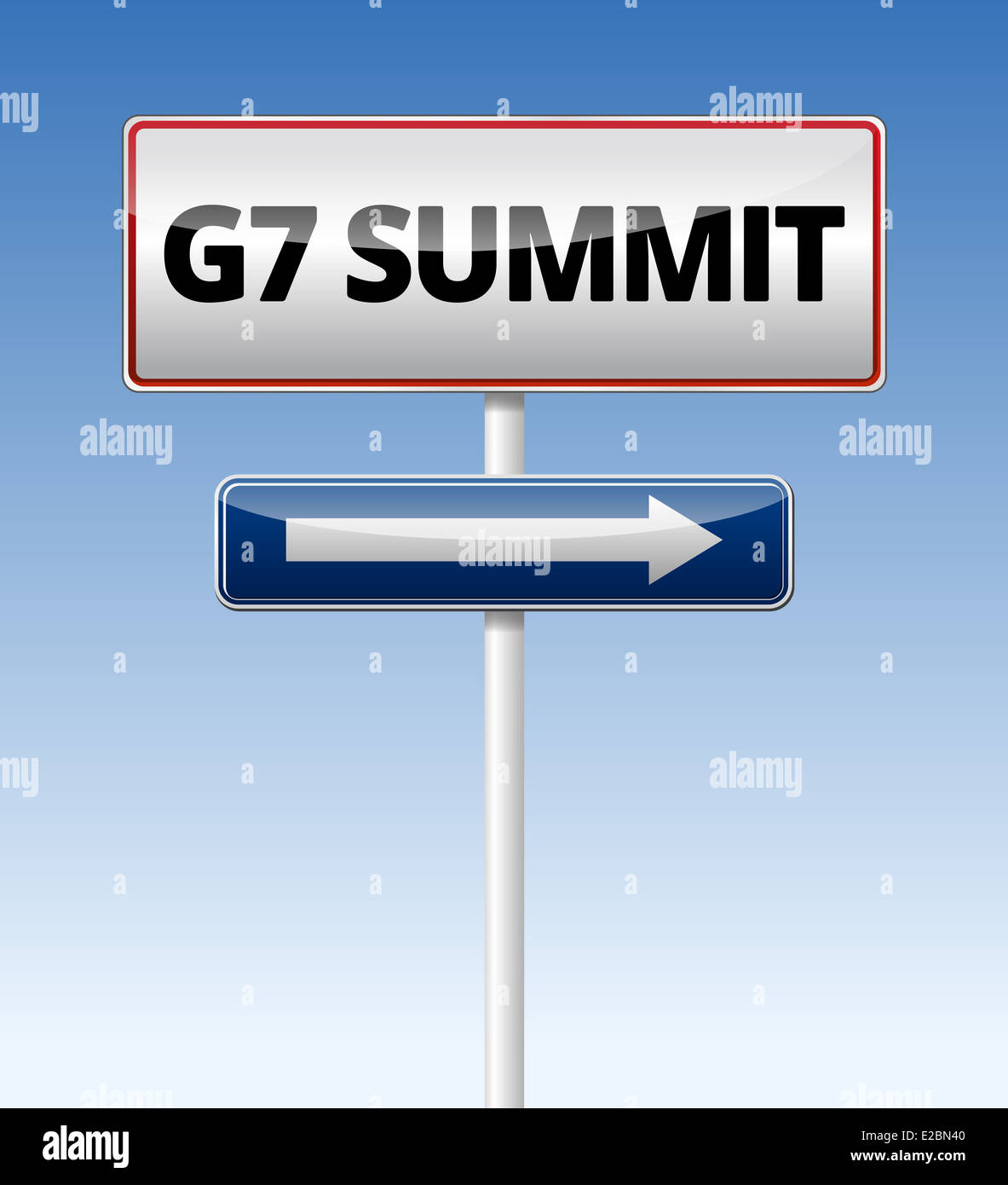 G7 Summit traffic sign with blue sky background Stock Photo - Alamy