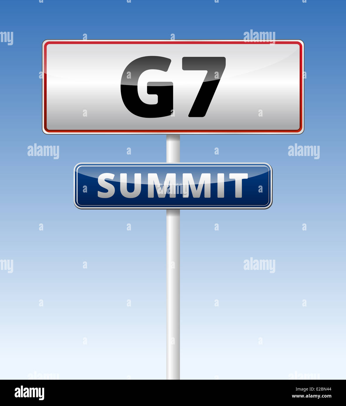 G7 Summit traffic sign with blue sky background Stock Photo - Alamy