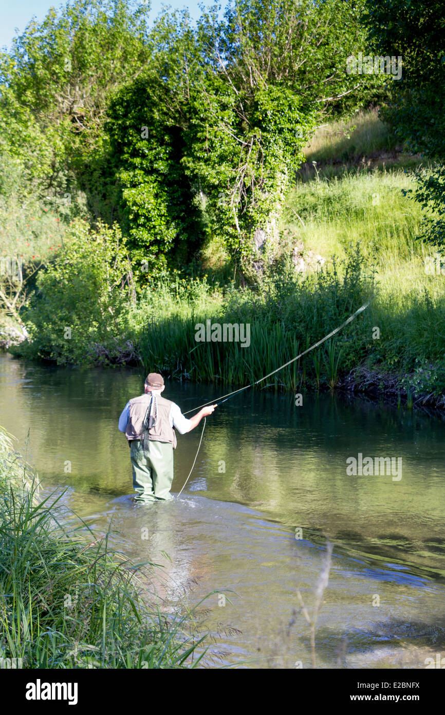 Trout fishing, River Wylye, Wiltshire, England Stock Photo - Alamy