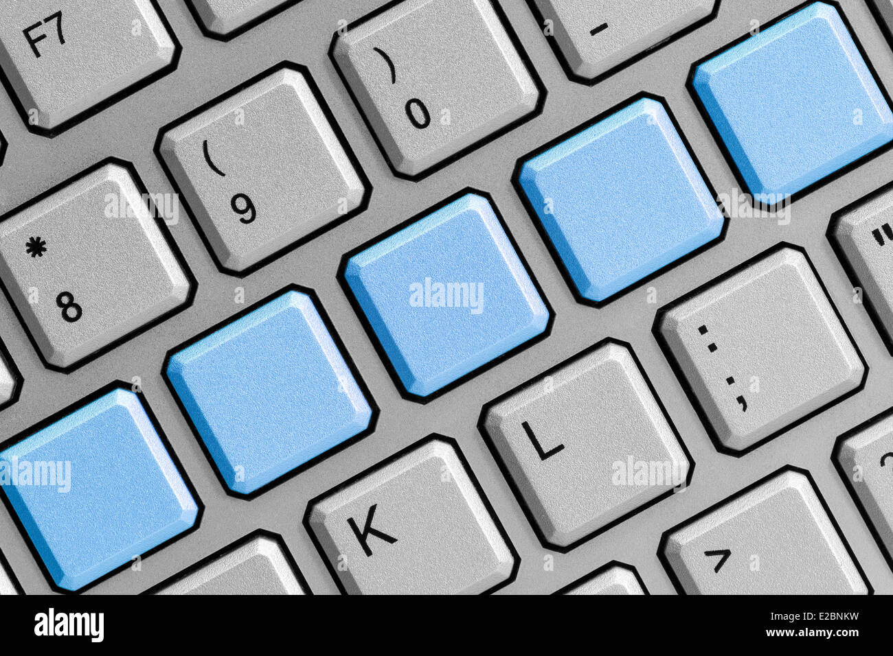 Blank blue buttons on the keyboard close-up Stock Photo - Alamy