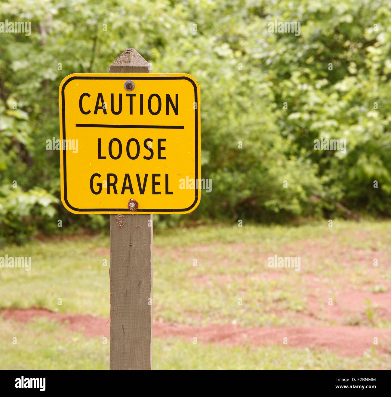 Loose gravel sign in outdoor area Stock Photo - Alamy