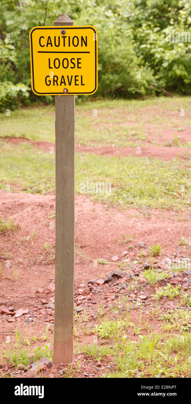 Loose gravel sign in outdoor area Stock Photo - Alamy
