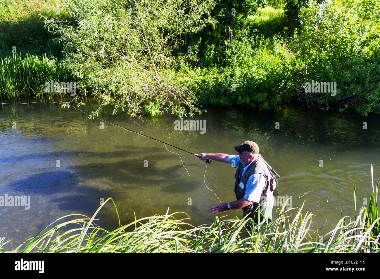 Trout fishing, River Wylye, Wiltshire, England Stock Photo - Alamy