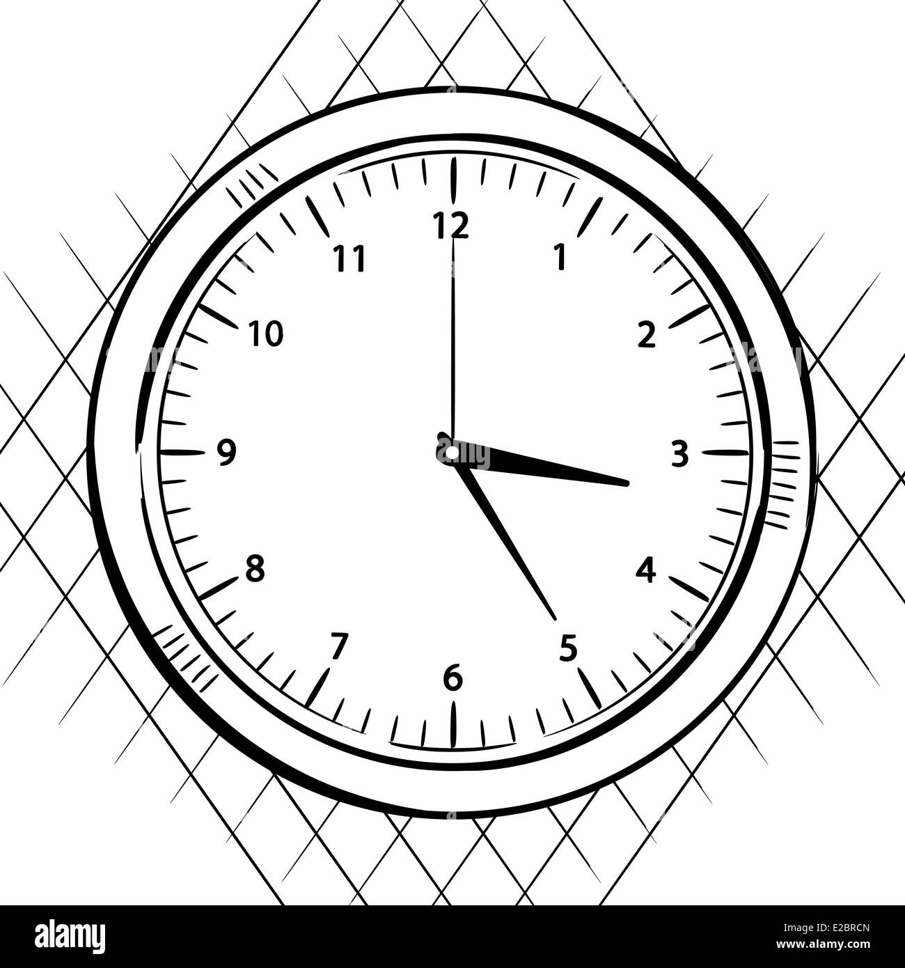 Wall clock in a line drawn style on a white background Stock Photo - Alamy