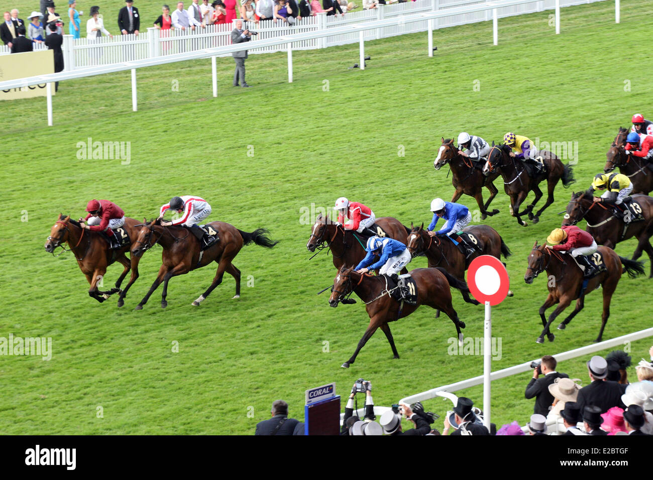 Ascot, Windsor, UK. 18th June, 2014. Muteela (No. 11) with Paul Hanagan ...
