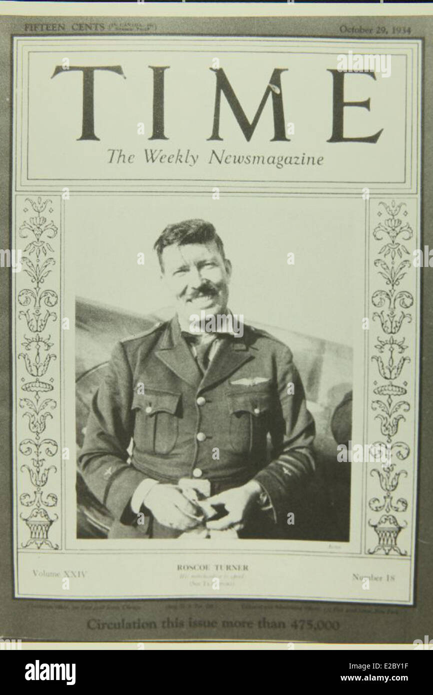Roscoe Turner, a renowned American aviator and air racer, is featured ...