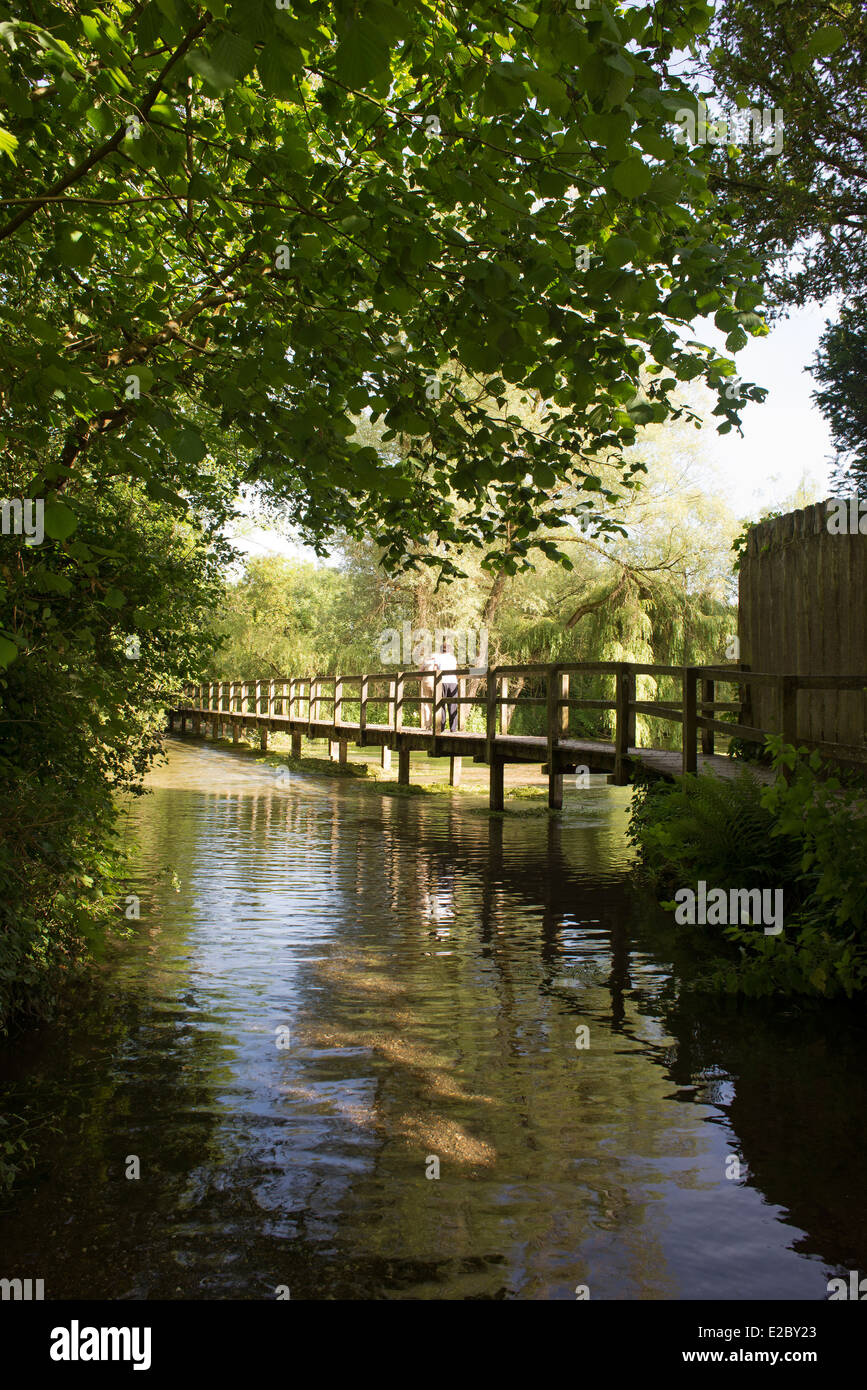 Longbridge a wooden bridge spanning the River Test at Wherwell ...