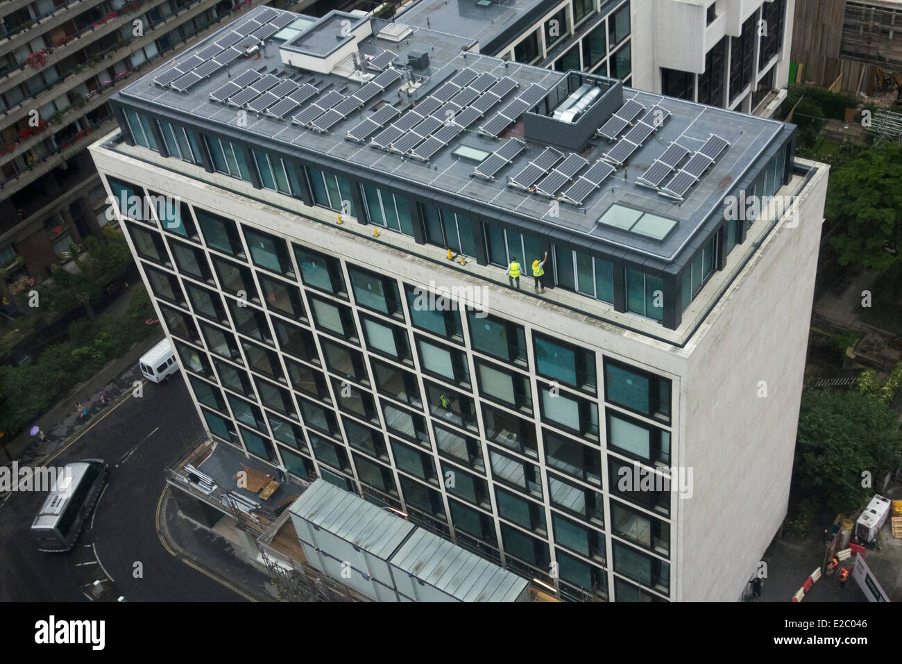 solar batteries on roof in the City of London, uk Stock Photo - Alamy
