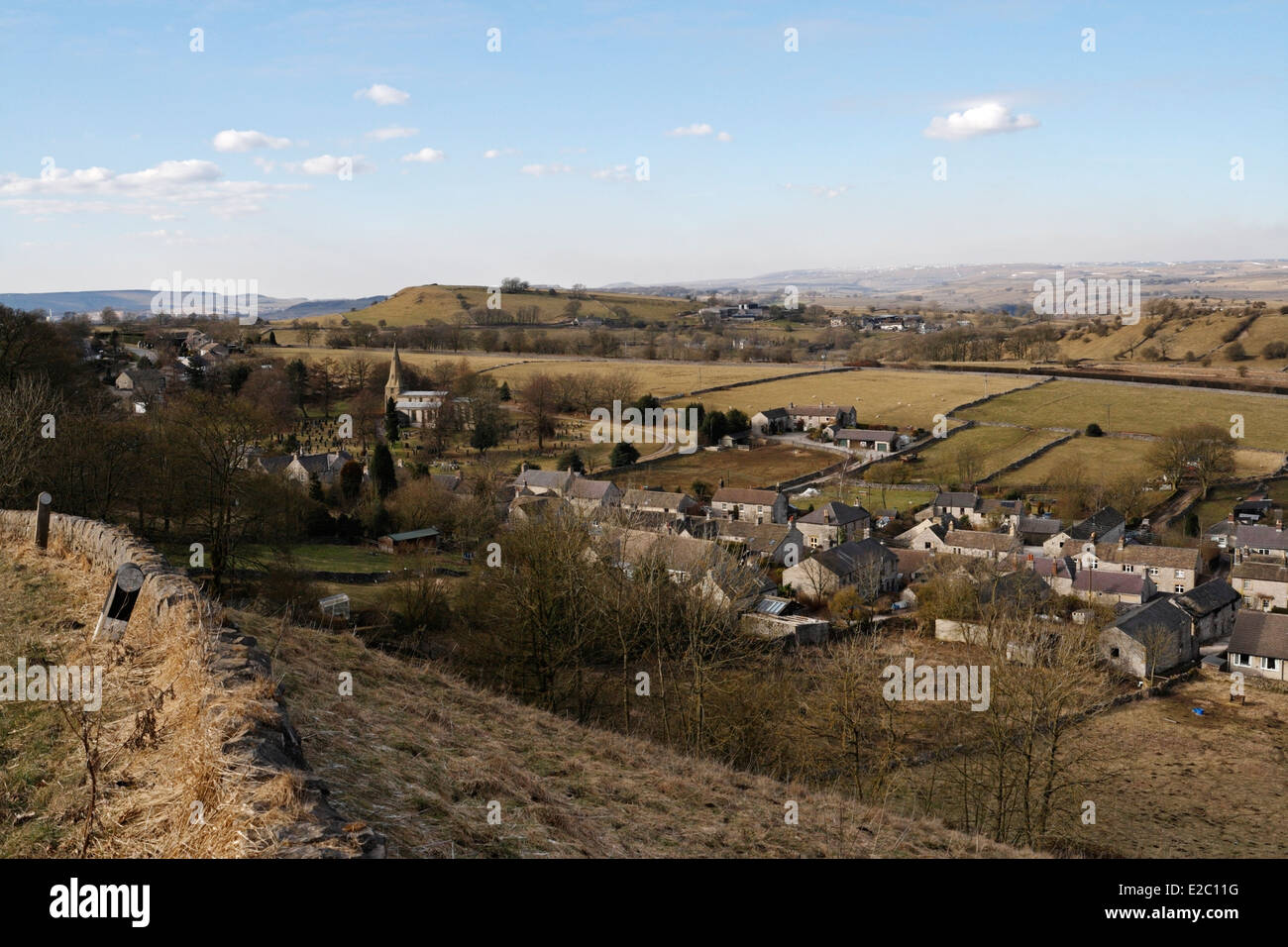The Peak District village of Taddington in Winter, Derbyshire England ...