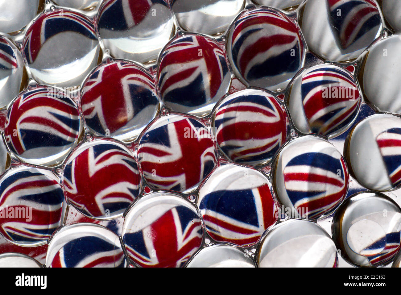 Union Jack reflection in bubbles Stock Photo - Alamy