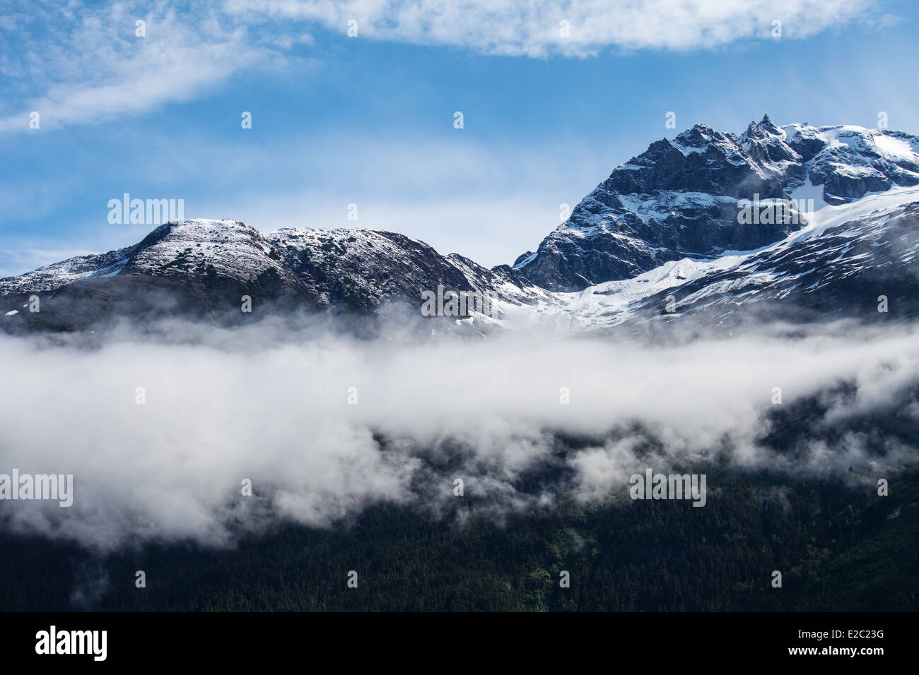 Misty mountains of the Coast Range in Southeast Alaska near the Lynn ...