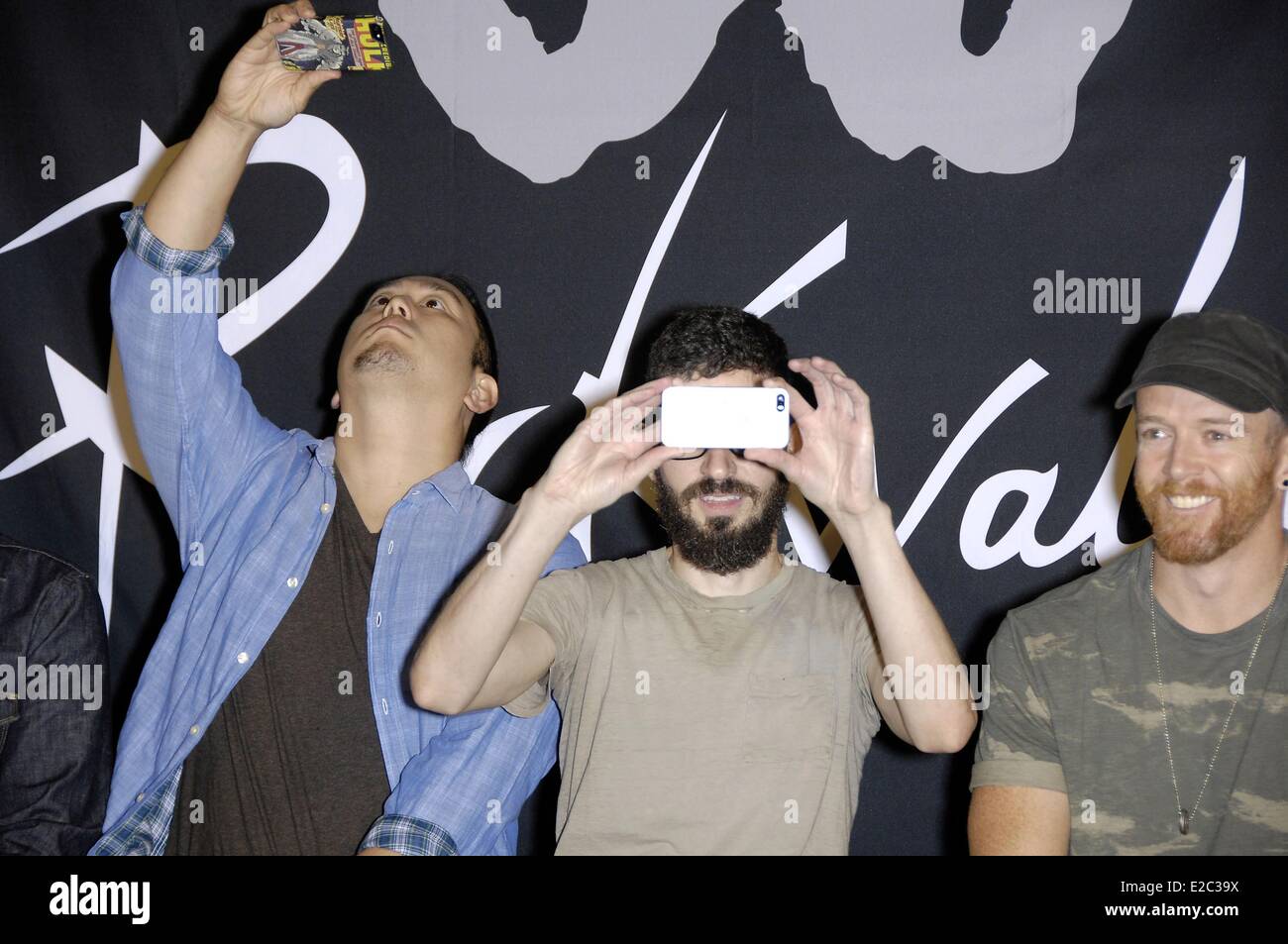Los Angeles, CA, USA. 18th June, 2014. Joe Hahn, Brad Delson, Dave ...
