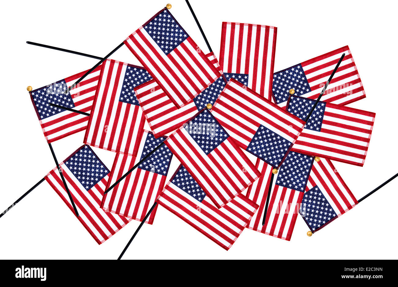 Miniature American flags in layers isolated on white background Stock ...