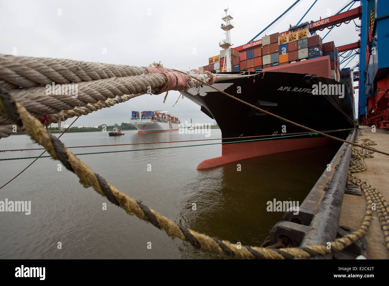 The container ship 'APL Raffles' is seen at the Container Terminal ...