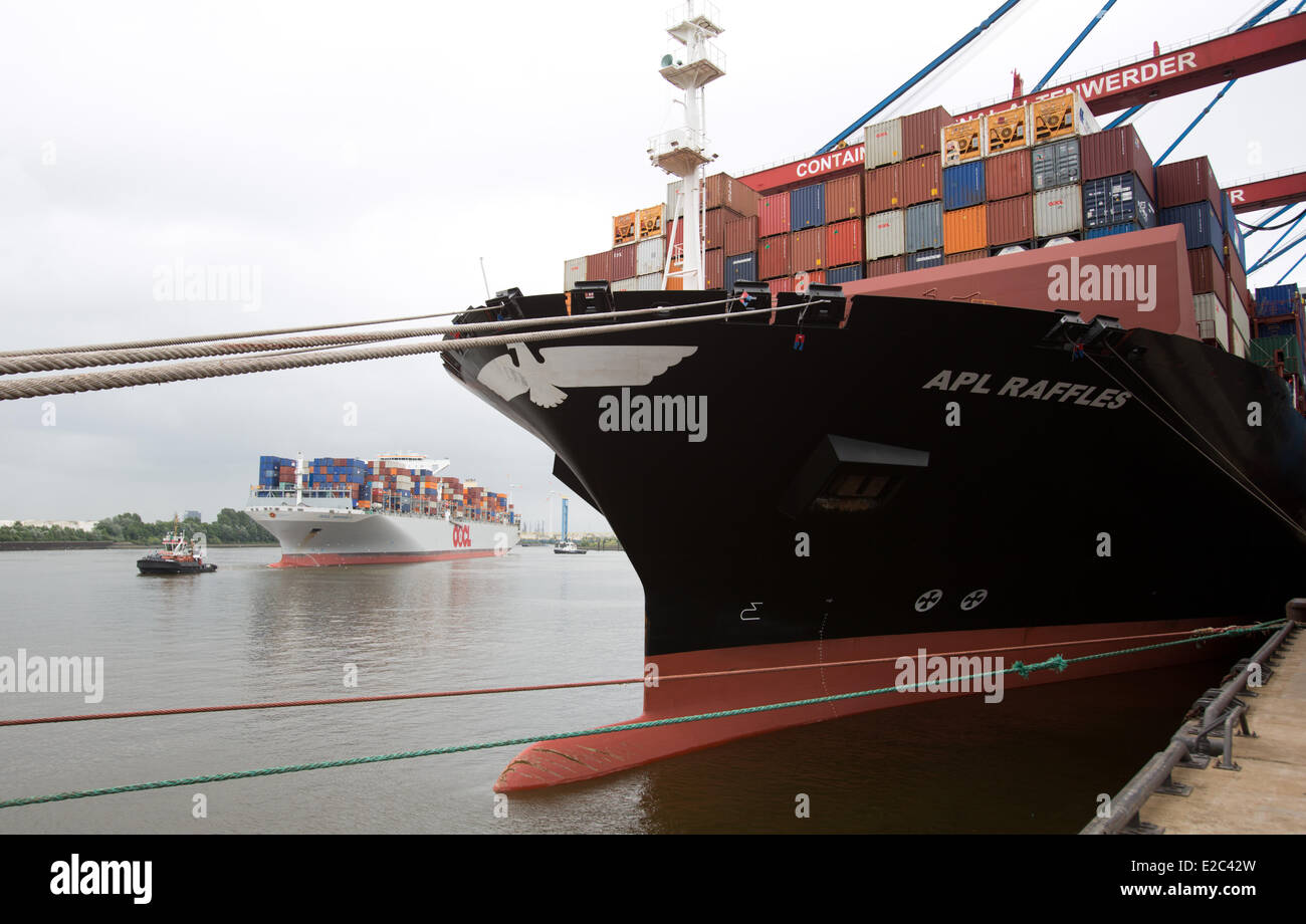 The container ship 'APL Raffles' is seen at the Container Terminal ...
