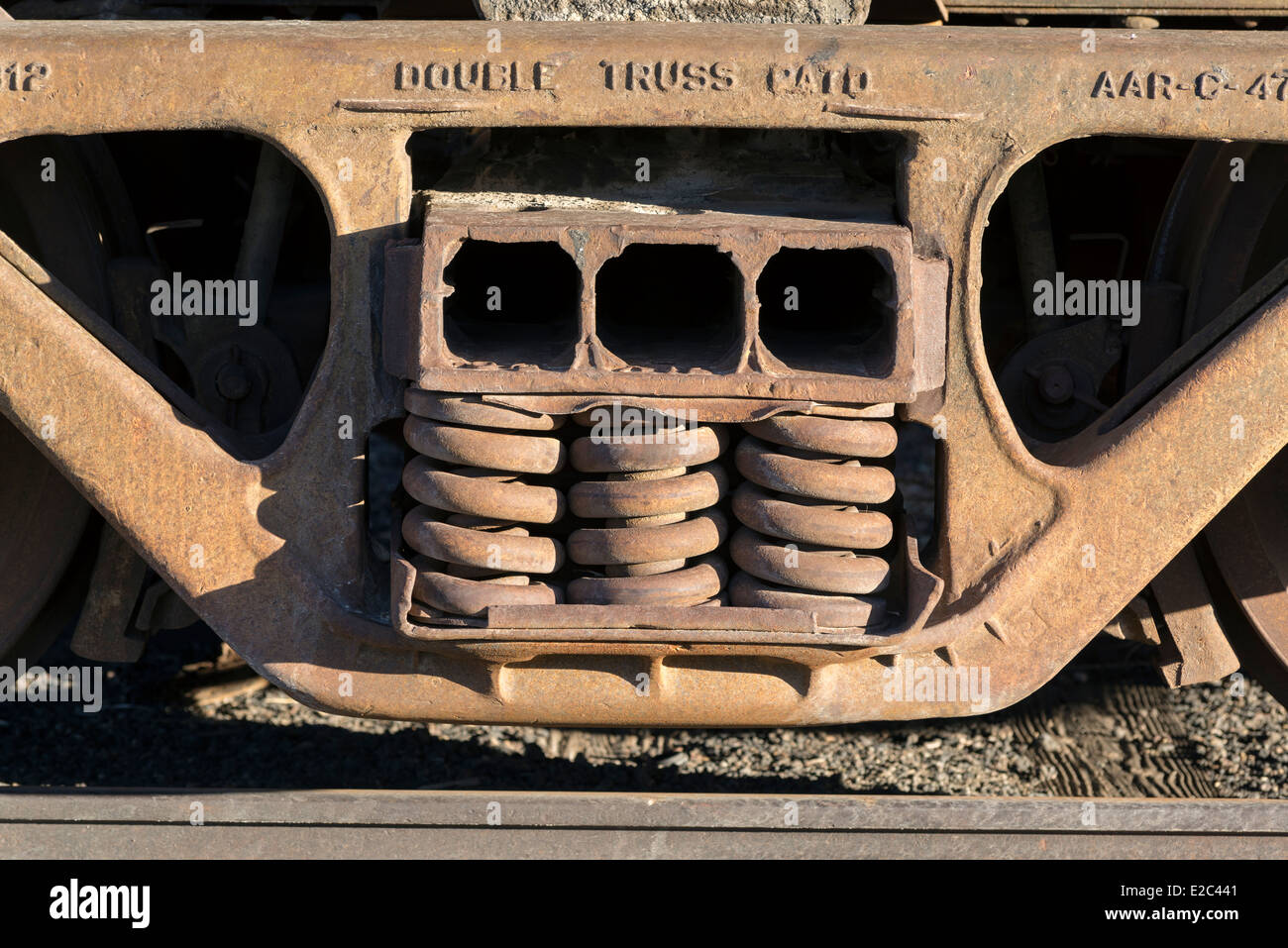Coil springs of a rail car of the historic Nevada Northern Railway in ...