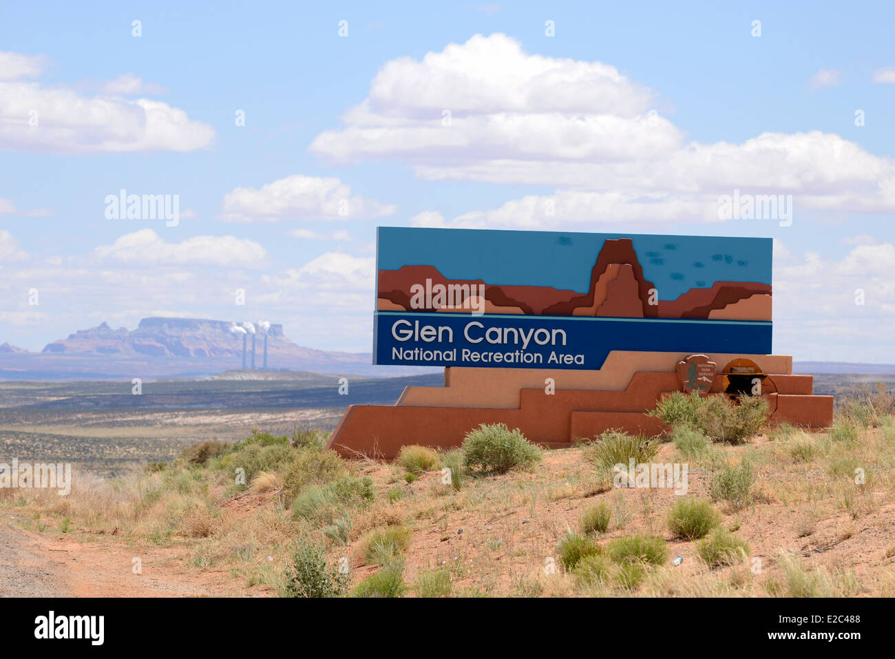 Glen Canyon National Recreation Area entrance sign with Navajo power ...