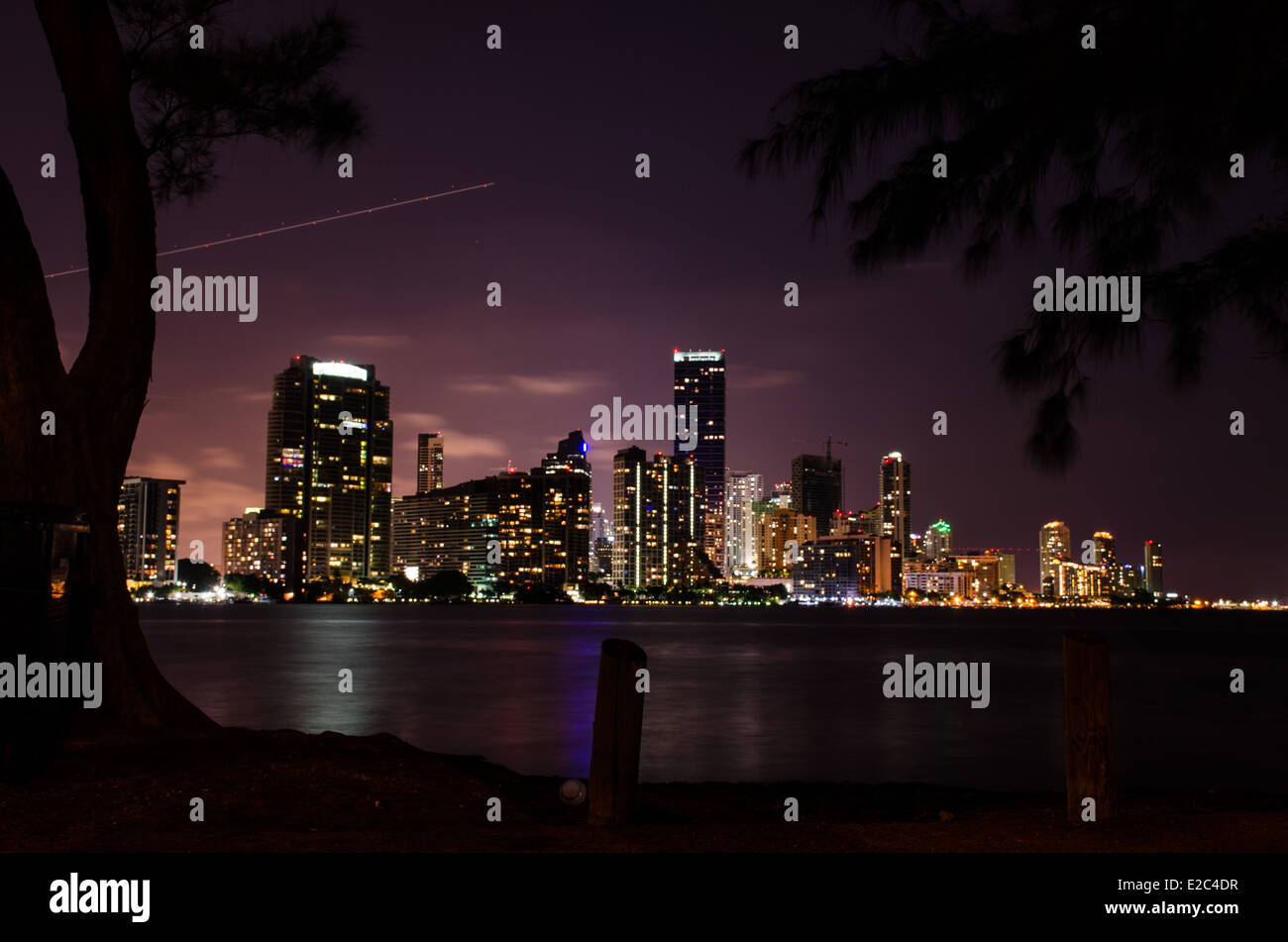 Miami cityscape at night Stock Photo - Alamy