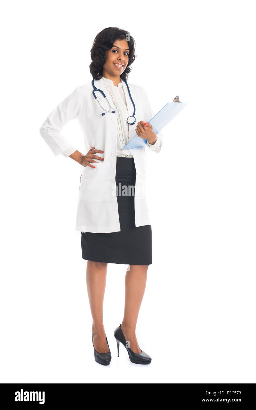 indian female doctor full body on white background Stock Photo - Alamy