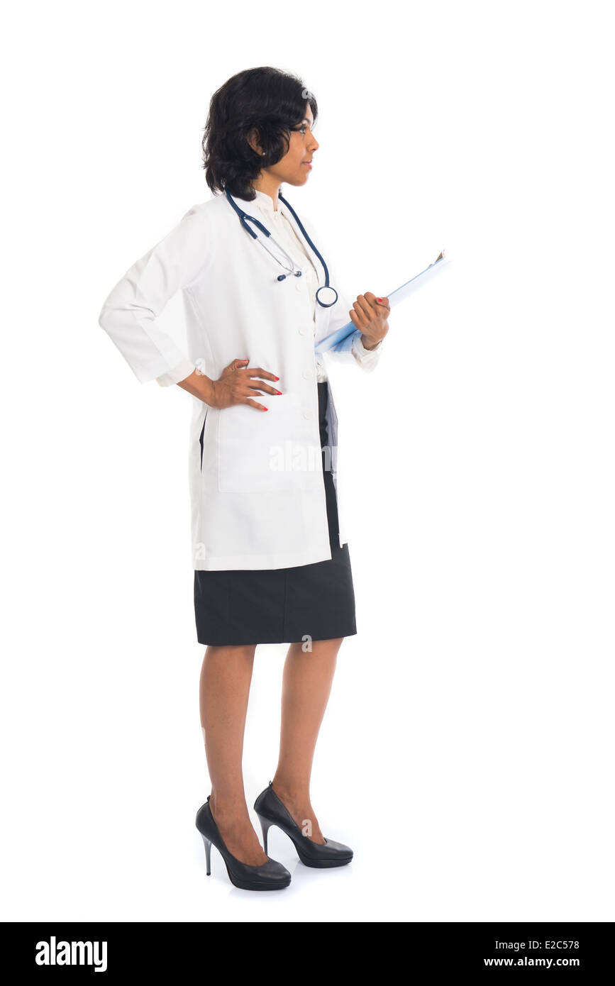 indian female doctor full body side view on white background Stock ...