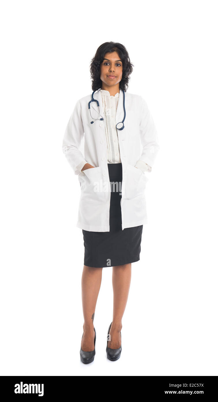 indian female doctor full body on white background Stock Photo - Alamy