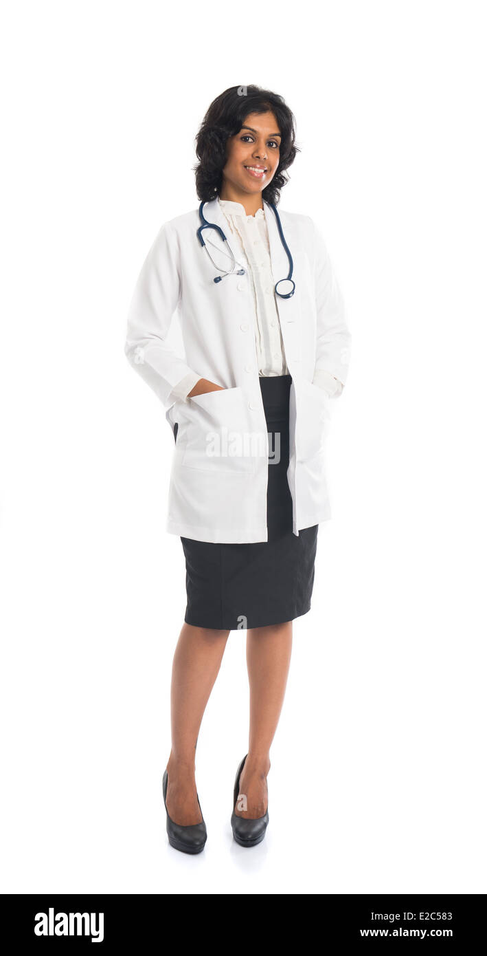 indian female doctor full body on white background Stock Photo - Alamy