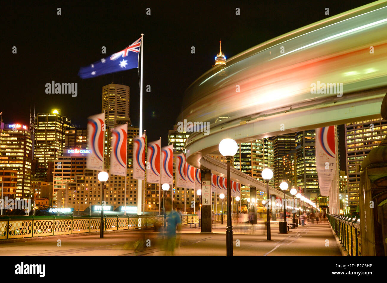 Australia, New South Wales, Sydney, Darling Harbour, Pyrmont Bridge ...