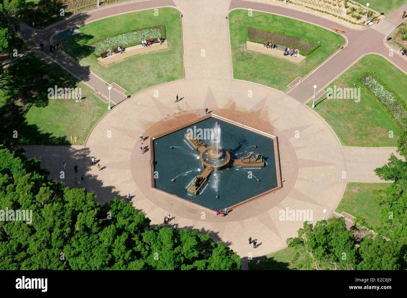 Australia, New South Wales, Sydney, Hyde Park, aerial view of the ...