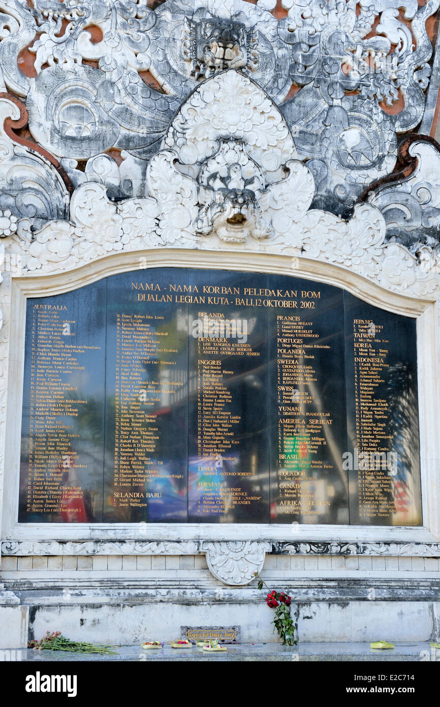 Indonesia, Bali, Kuta, memorial to the 202 victims of the terrorist ...