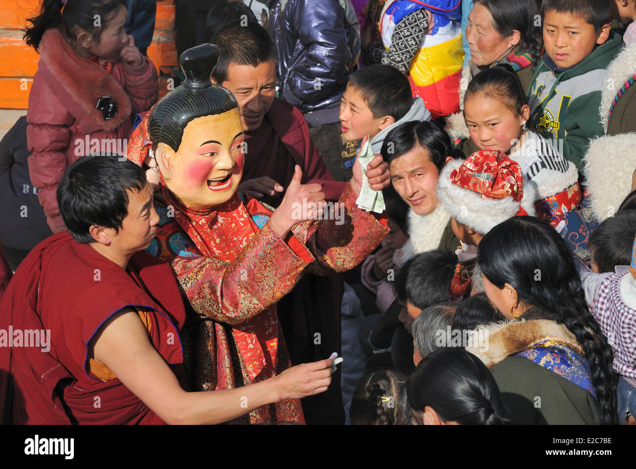 China, Qinghai, Amdo, Tongren, Lower Wutun monastery, Losar, Atsara ...