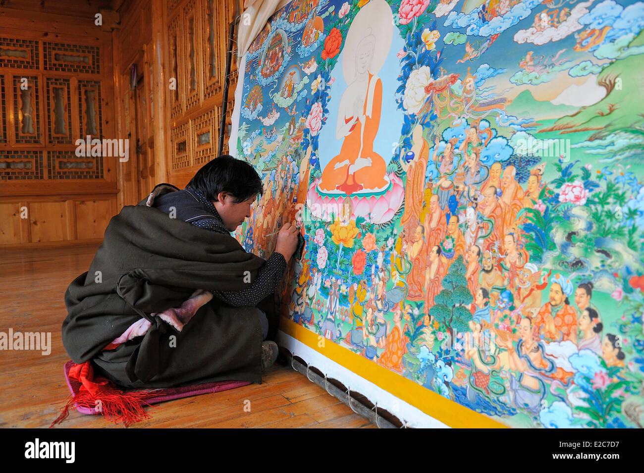 China, Qinghai Province, Amdo, Tongren, Tibetan artist Shawo Thar ...