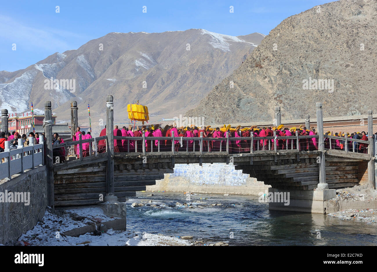 China, Gansu Province, Amdo, Xiahe, Labrang (Labuleng Si), Losar, giant ...
