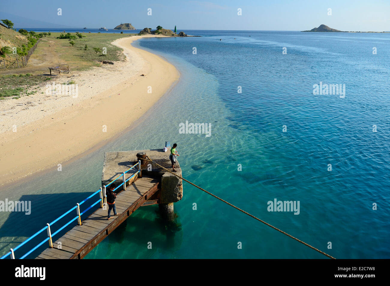 Indonesia, Sumbawa, Poto Tano, jetty for the ferries to Lombok Stock ...