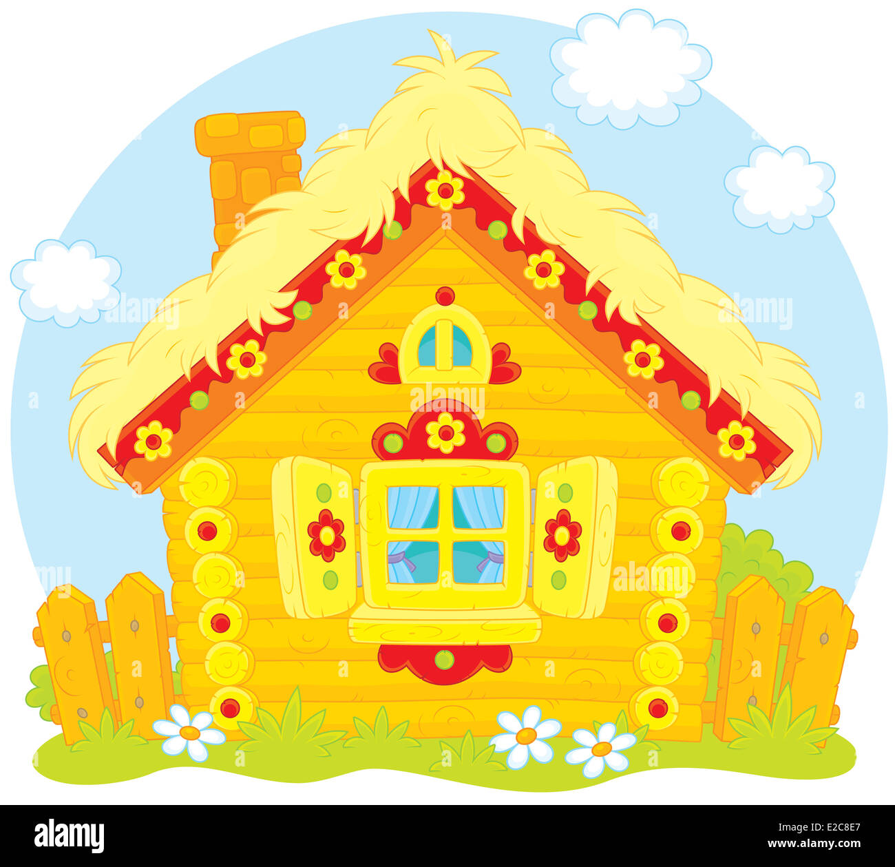 Rustic log house in a folk traditional style Stock Photo - Alamy