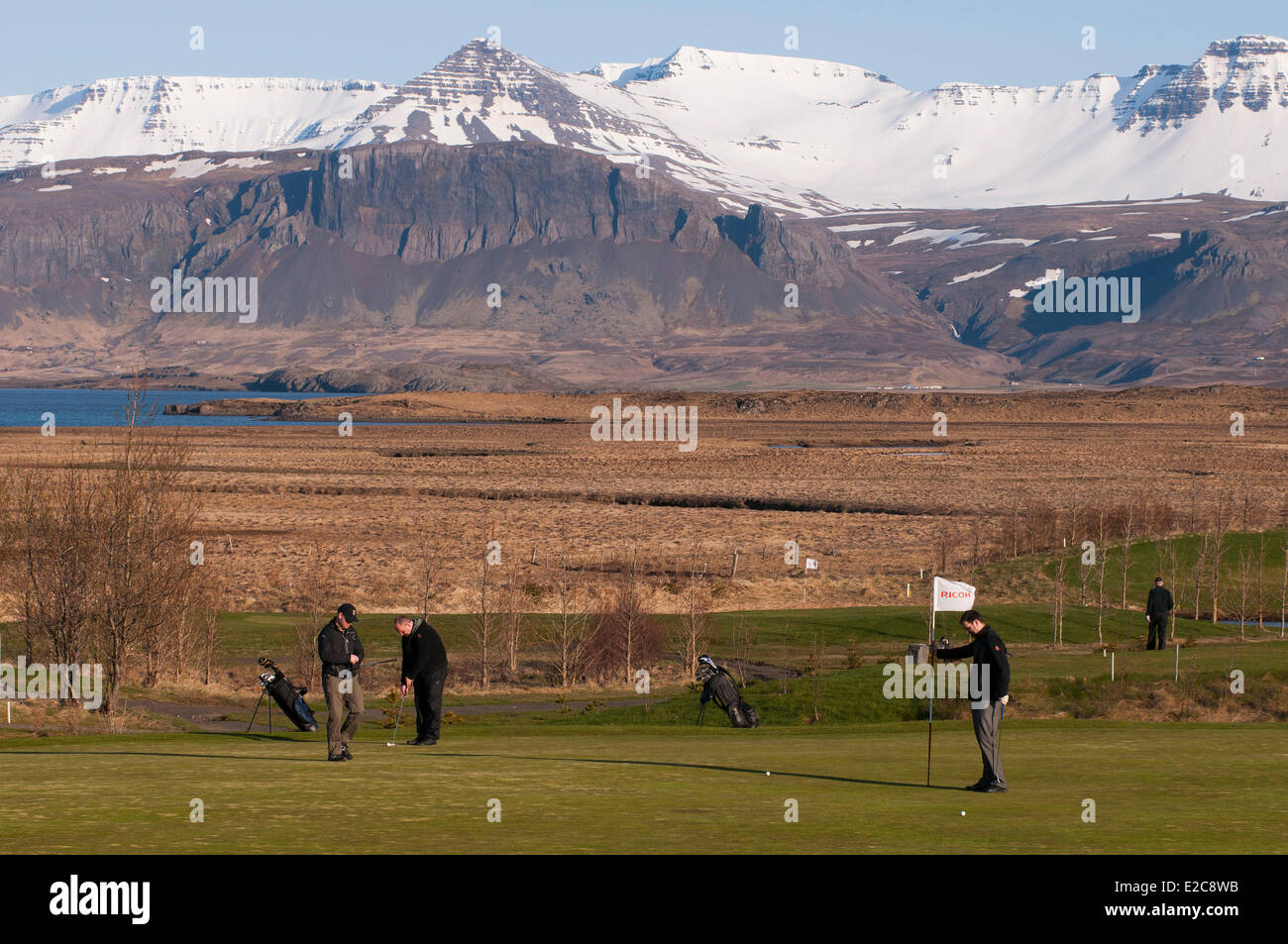 Iceland, Vesturland region, Bogarnes, Borgarnes Golf Club Stock Photo ...