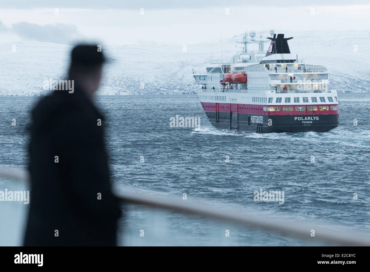 Norway, Finnmark, Havoysund, the ship MS Polarlys company Hurtigruten ...