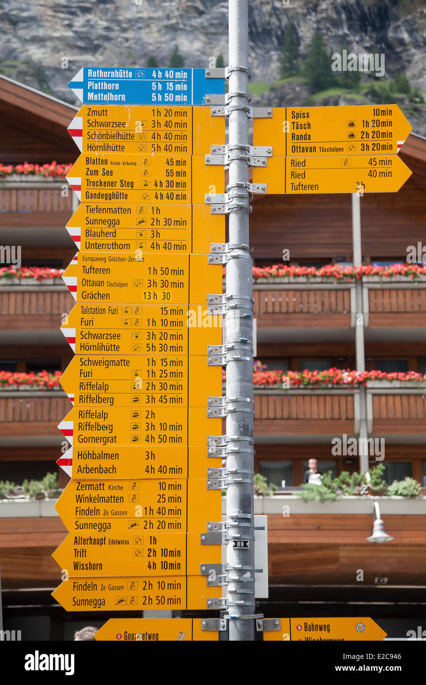 Switzerland, Canton of Valais, Zermatt, sign Stock Photo - Alamy