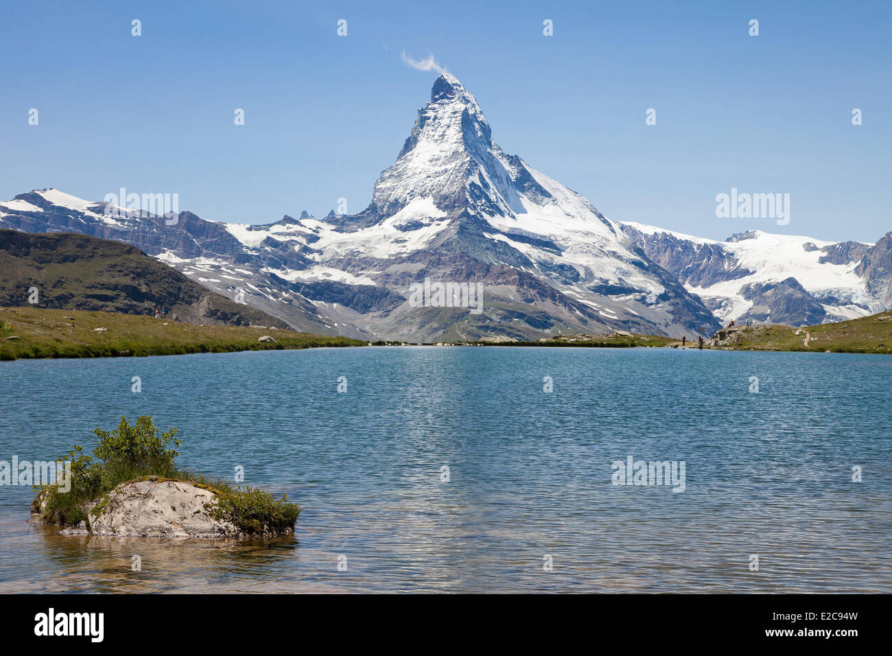 Switzerland, Canton of Valais, Zermatt, the Stellisee lake and the ...