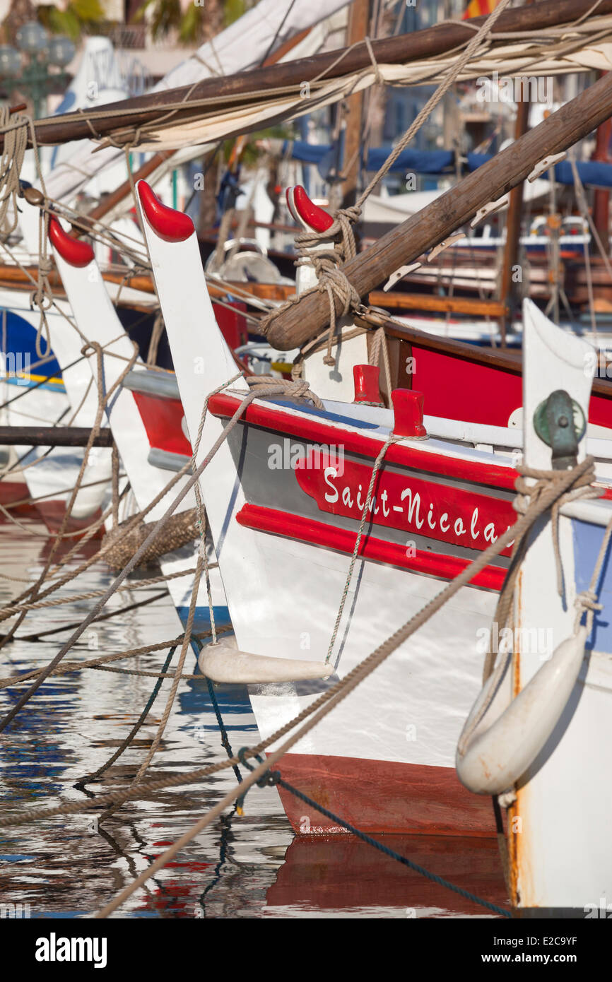 France, Var, Sanary sur Mer, Pointus (traditional fishing boats) in the ...