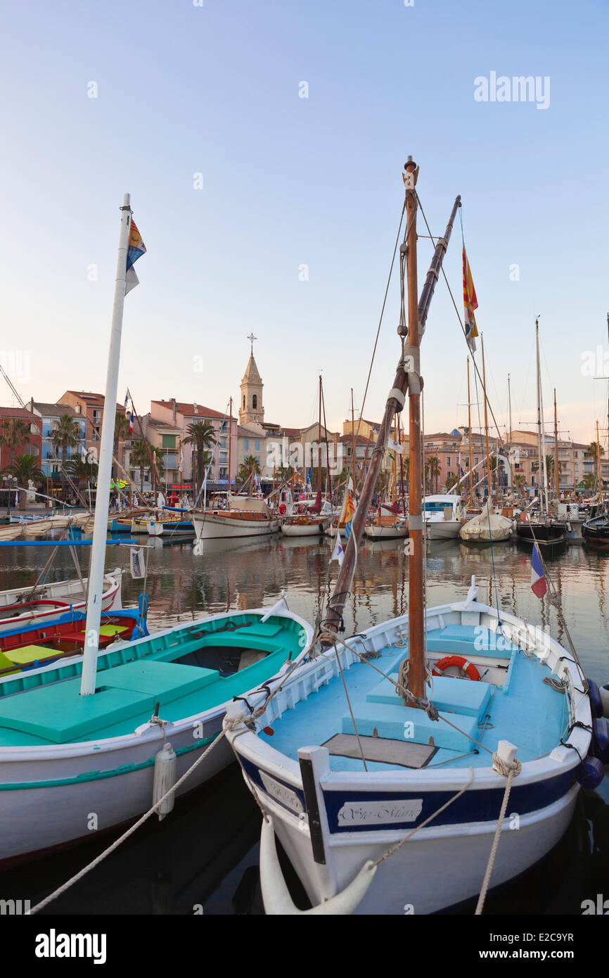 France, Var, Sanary sur Mer, Pointus (traditional fishing boats) in the ...