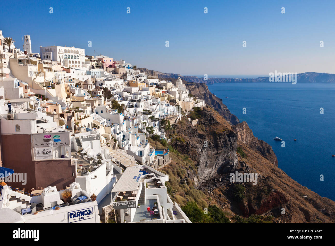 Greece, Cyclades, Aegean Sea, Santorini (Thira or Thera), the village ...
