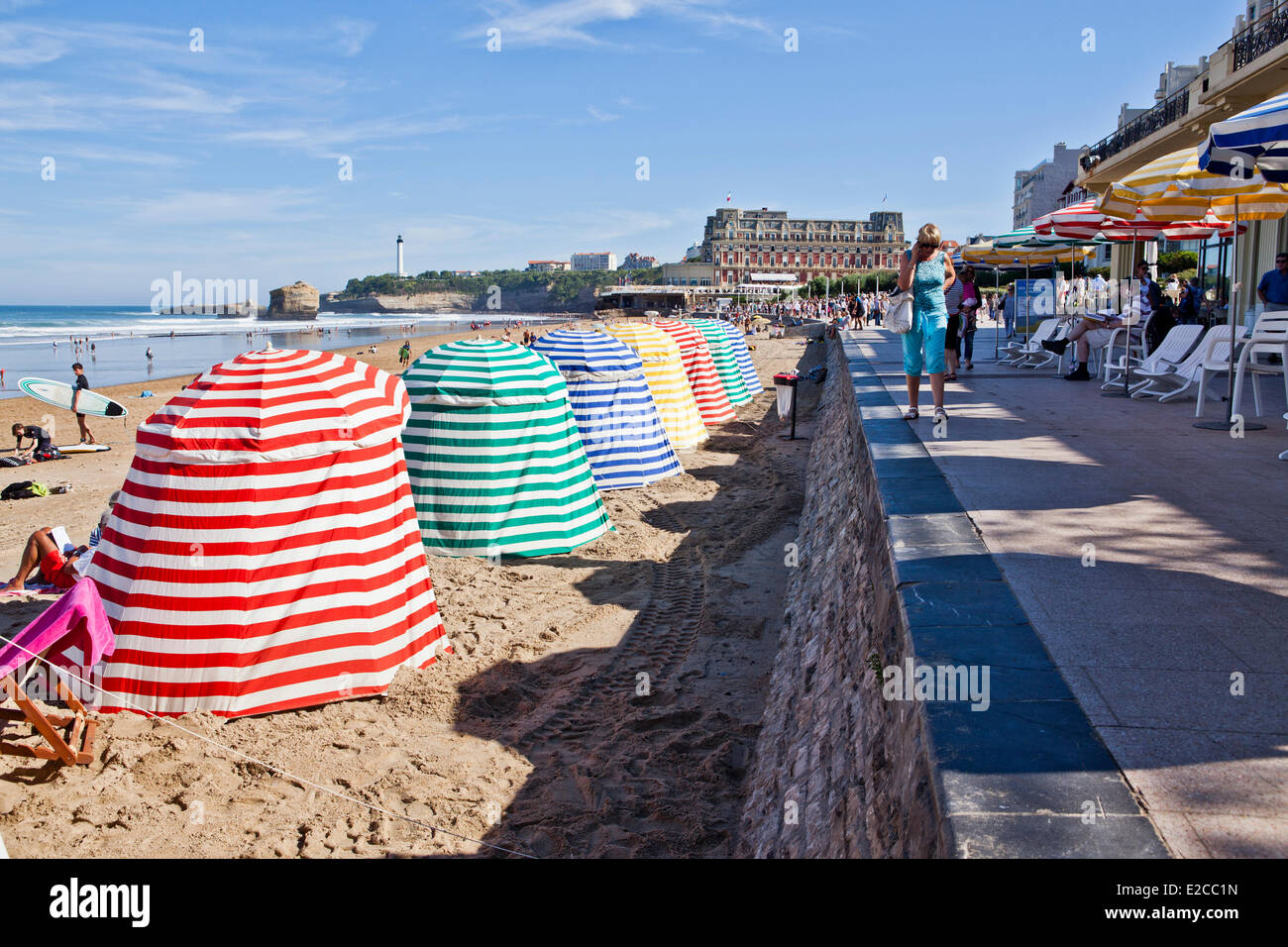 France, Pyrenees Atlantiques, Biarritz, the Grande Plage beach Stock ...