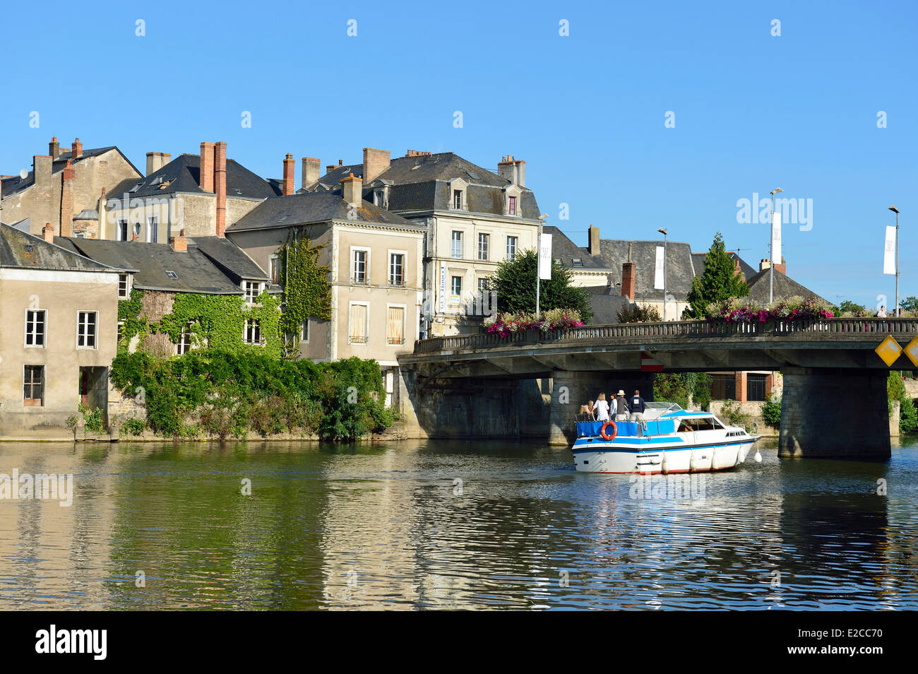 France, Sarthe, Sable sur Sarthe, the Sarthe river banks Stock Photo ...